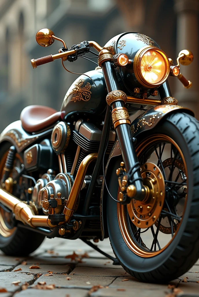 Impressive plastic steampunk art for baroque motorcycles