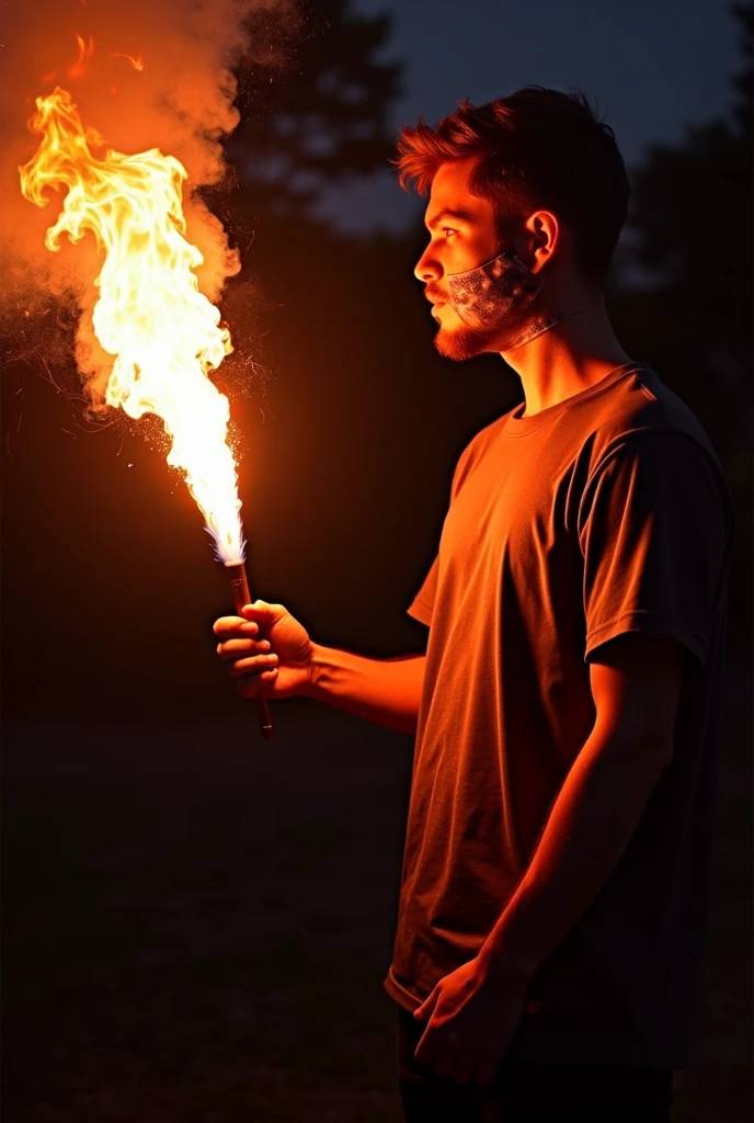 Make a profile picture with a guy holding a flare and tha name of the ...