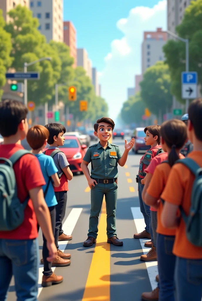 Rescuer giving land traffic classes - SeaArt AI