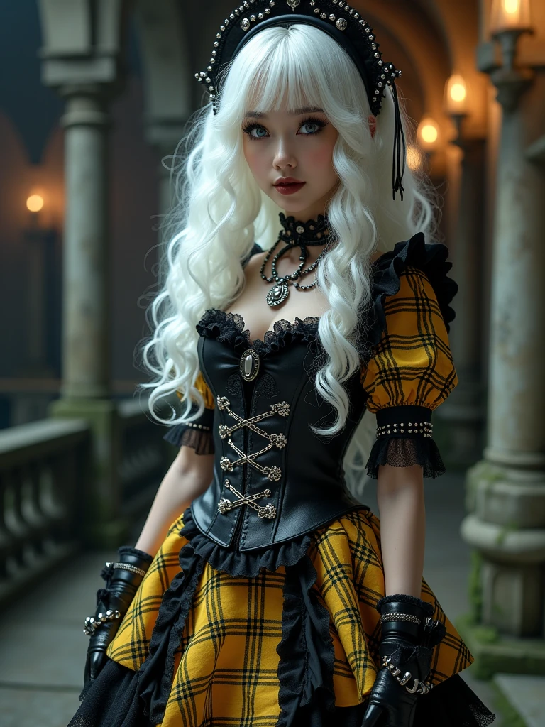 A gothic punk goth girl, Full body shot, perfect face, beautiful Asian ...