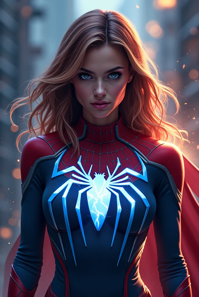 A female emblem for this superhero that has a spider and a lightning ...