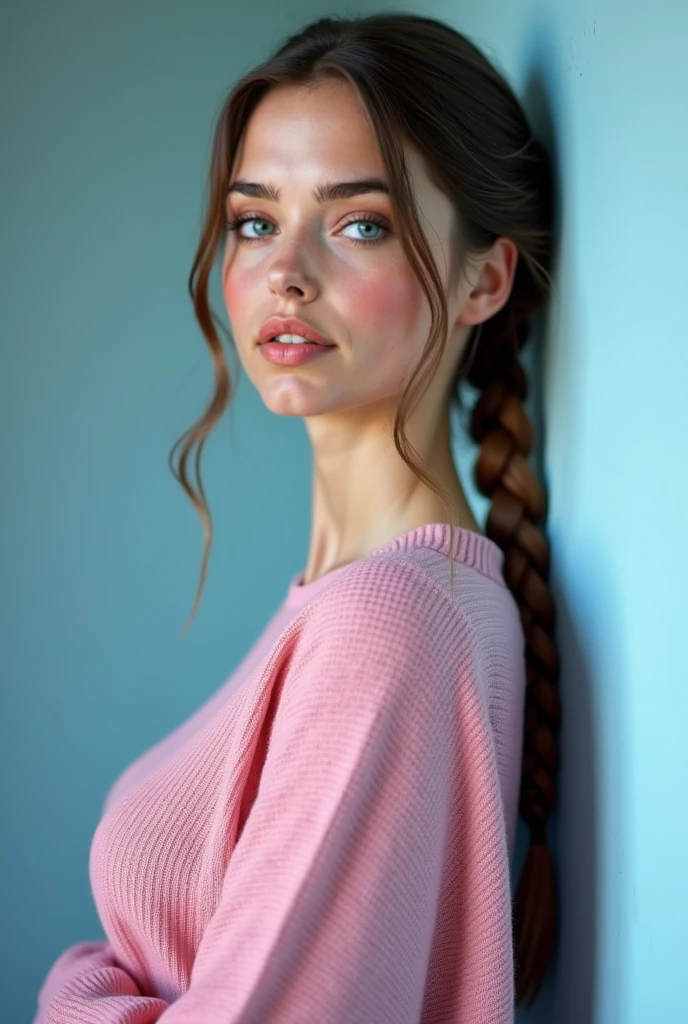 Create a hyper-realistic full-length portrait of a 20-year-old Slavic ...