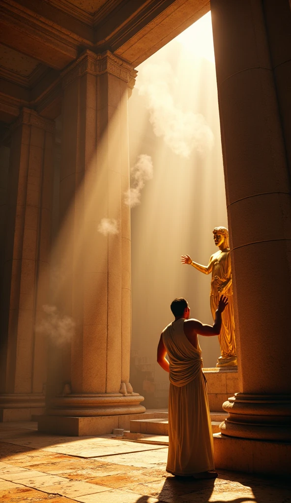 Ultra-realistic 8K first-person perspective inside the Temple of Apollo ...