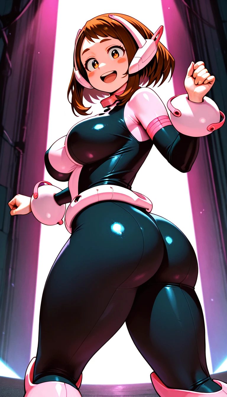 Ochako uraraka, brown eyes, brown hair, short hair, blush, blush stickers - SeaArt AI