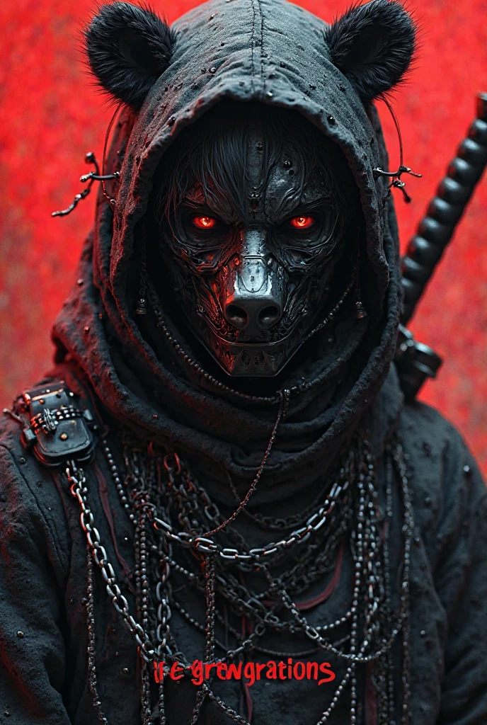Short black hair, black mechanical mask, cyberpunk, black mechanical ...