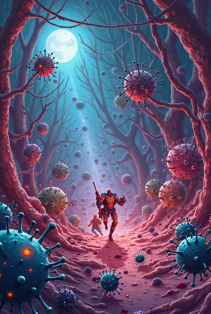 War of white blood cells, against viruses and bacteria, As if it were a ...