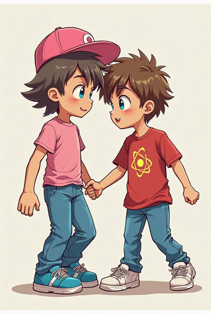 Manga: imaginative boy with brown reverse mullet with pink hat - SeaArt AI
