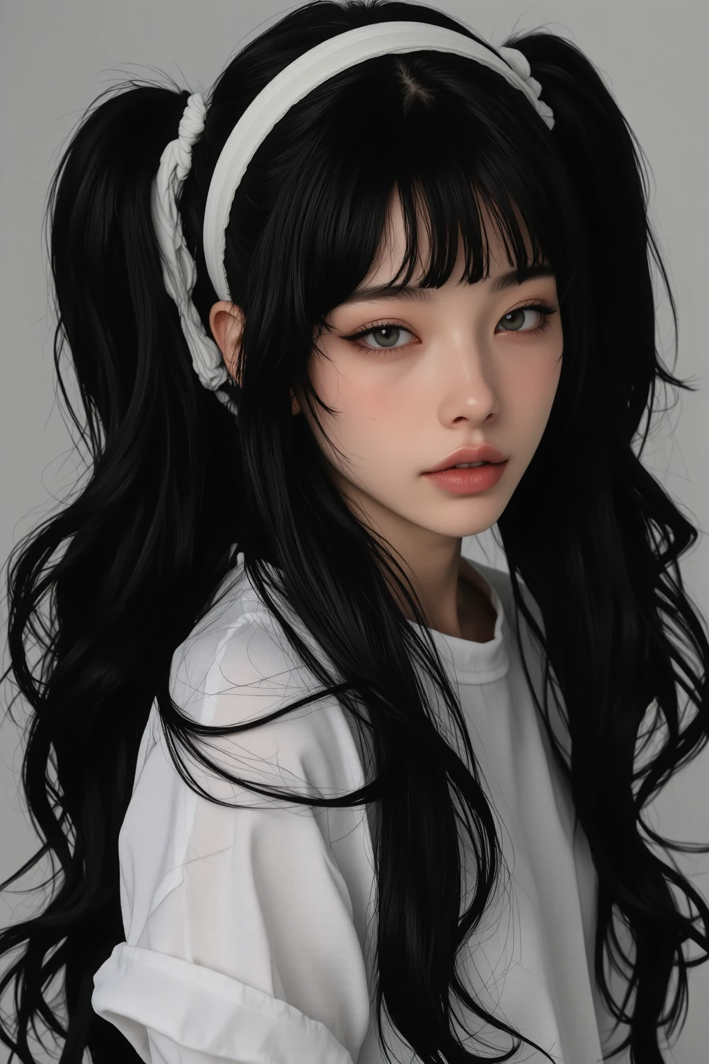 Cute girl . Very kawaii , round face . Half up do , twintails - SeaArt AI