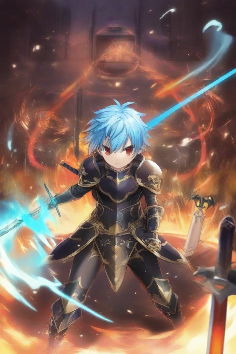 The young demon king with blue hair and red eyes、Rimuru wearing black ...