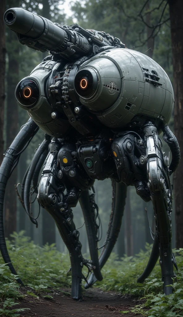 An egg-shaped combat pod, equipped with a large projectile weapon on ...