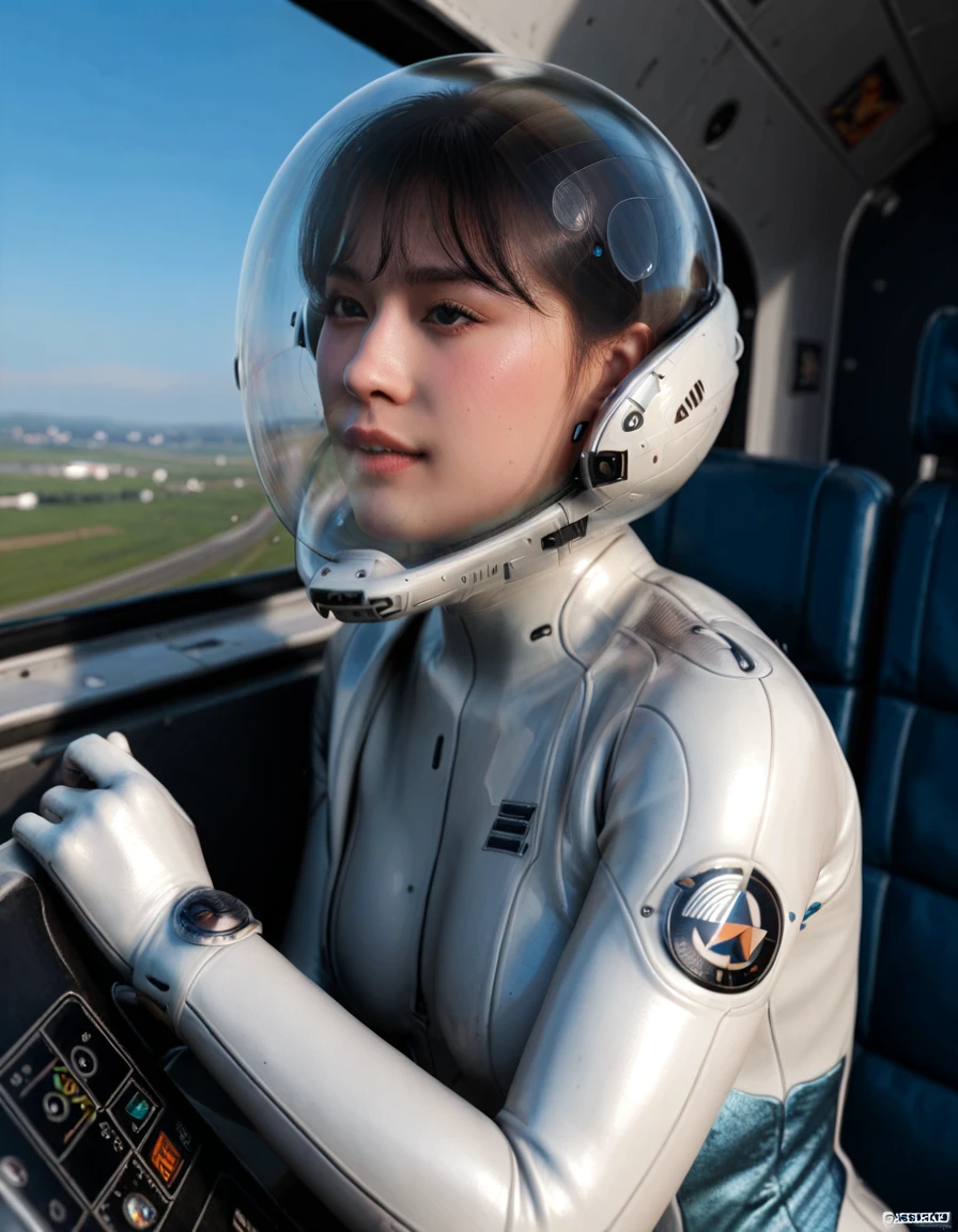 ((Female pilot in the cockpit of a reconnaissance plane), (airplane ...
