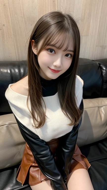 Front view:1.7, large breast:1.4, ((focus on crotch)), genuine leather ...