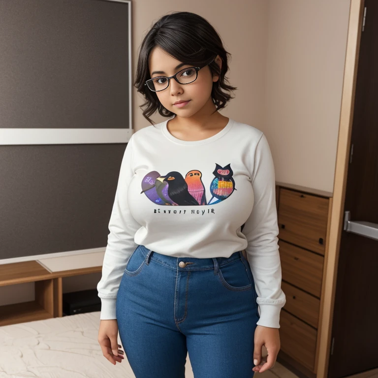 Timid short cute slightly chubby raven nyuugao hispanic geeky girl ...