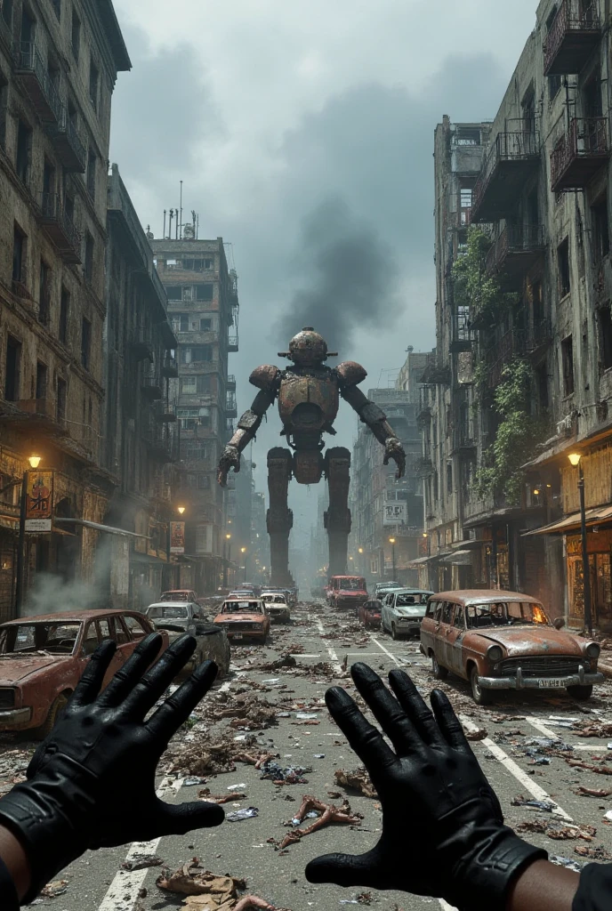 first-person image of a survivor walking in the middle of a street in ...