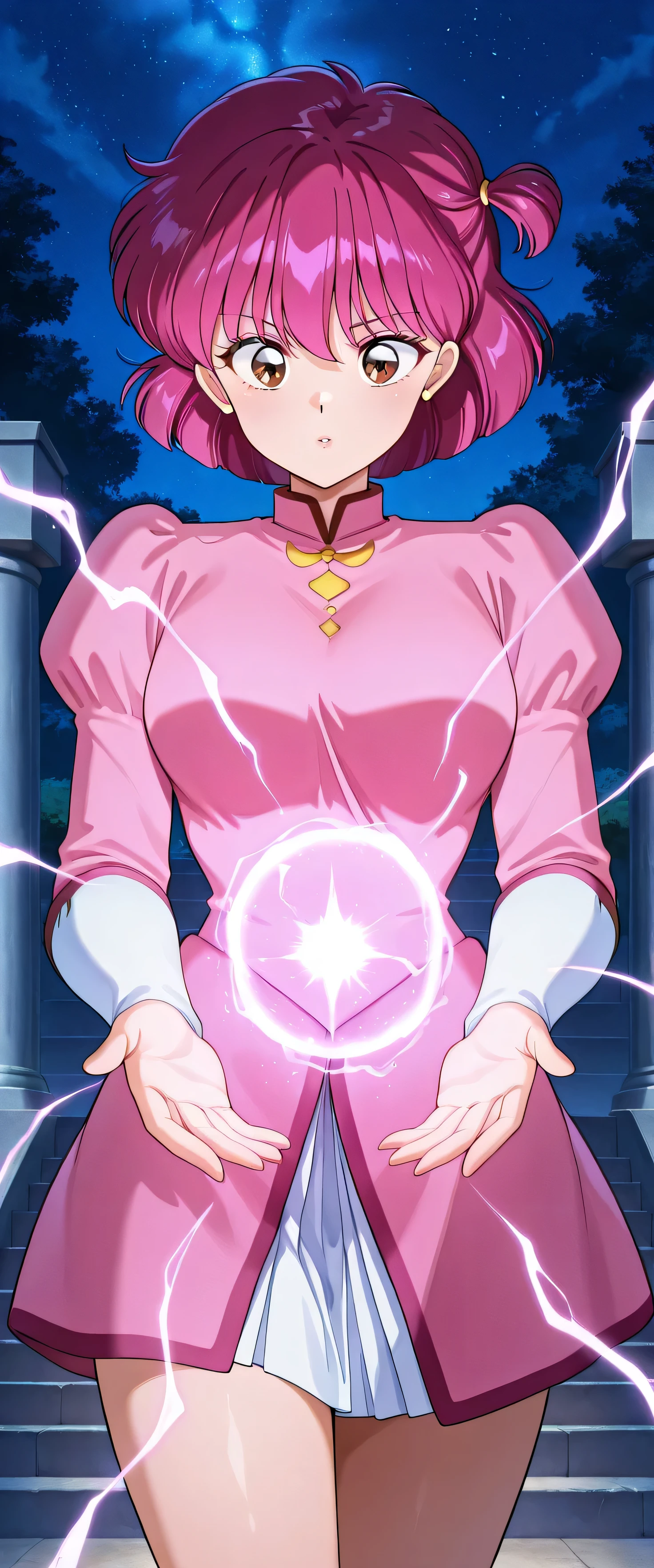 1girl ,Lan-lan, pink hair, short hair, hair tie, one side up - SeaArt AI