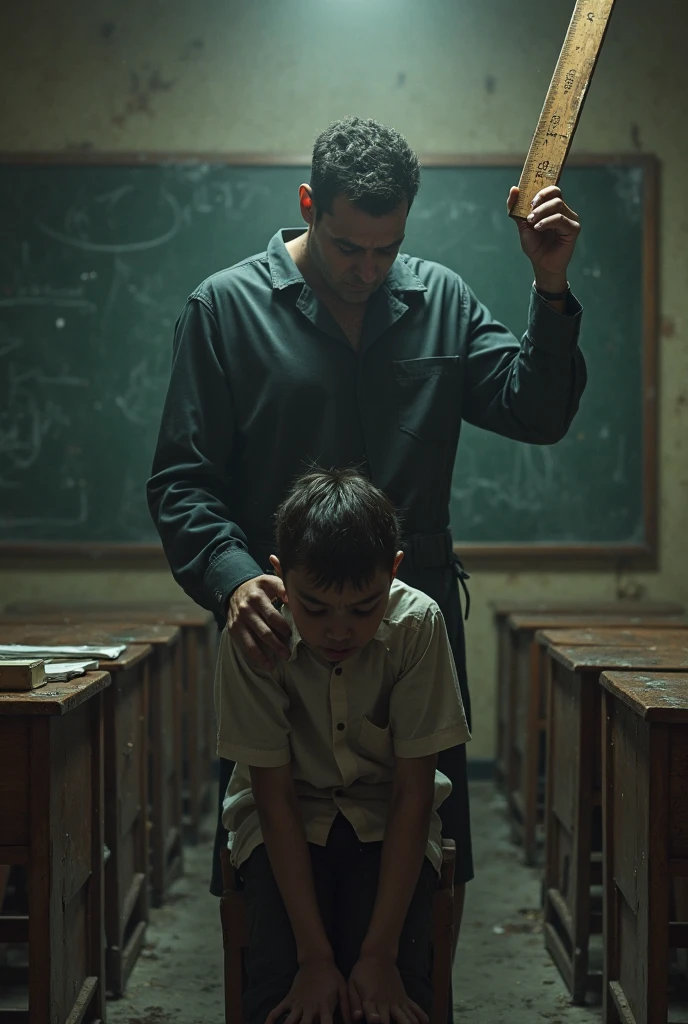 Point of view of teacher beating the student with ruler - SeaArt AI