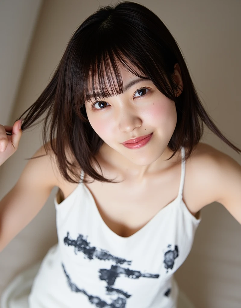 High-angle, The image is a photograph of a young Matsuri woman named ...