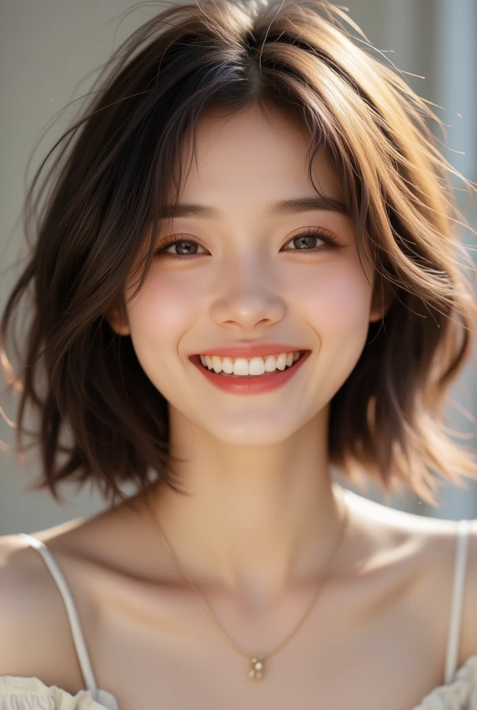 A highly detailed portrait of a beautiful young woman with a bright ...