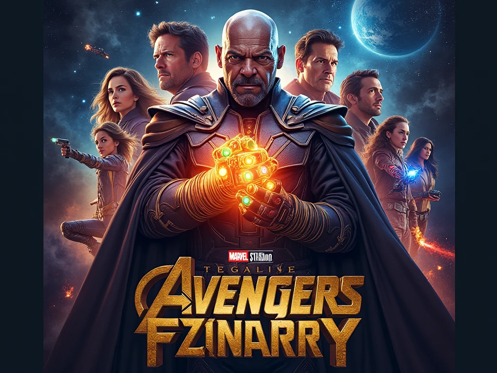 "Design a cinematic movie poster that features a powerful villain ...