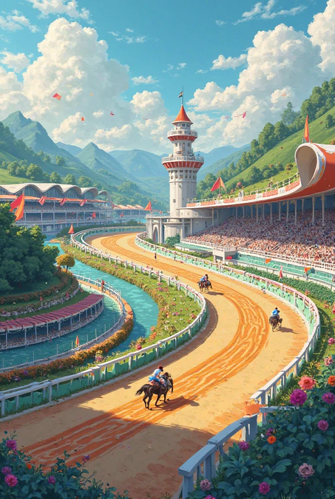 Make me a horse track without horse and make it a 2d side view - SeaArt AI