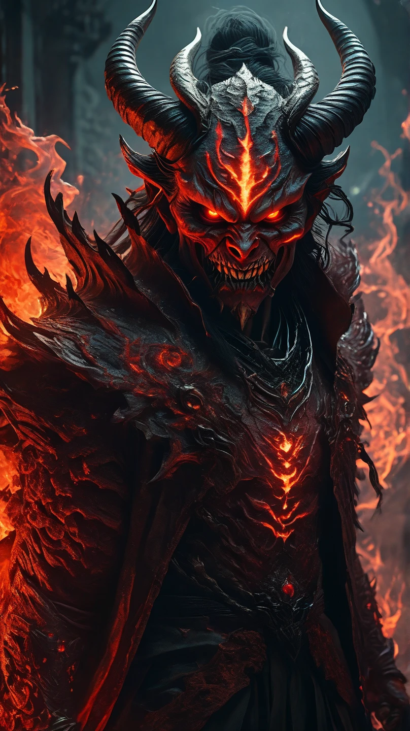 Best quality,ultra-detailed,(realistic:1.37),detailed red demon with ...