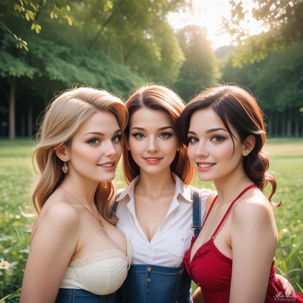 3 different haired females dressed up as sultry fsrm yard animals ...