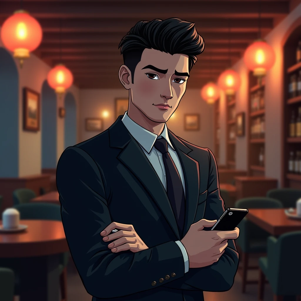 Create a realistic, dimensional cartoon figure with a discreet ...