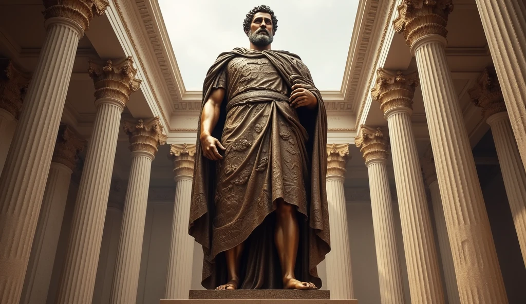 11. A towering bronze statue of Marcus Aurelius, with detailed carvings ...