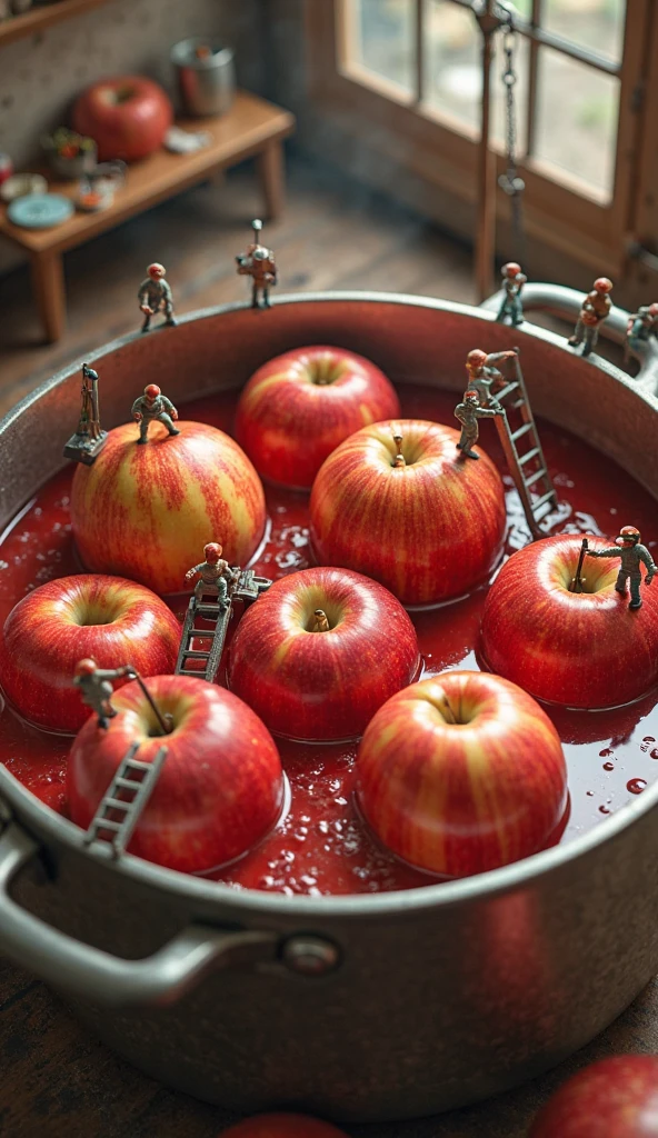 In a large pot in the kitchen, there is a red syrupy liquid, and ...