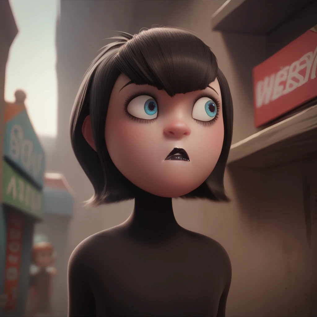 Score_8_climb, Break , Mavis Dracula, 1 girl, alone, ผมดำ, short hair ...