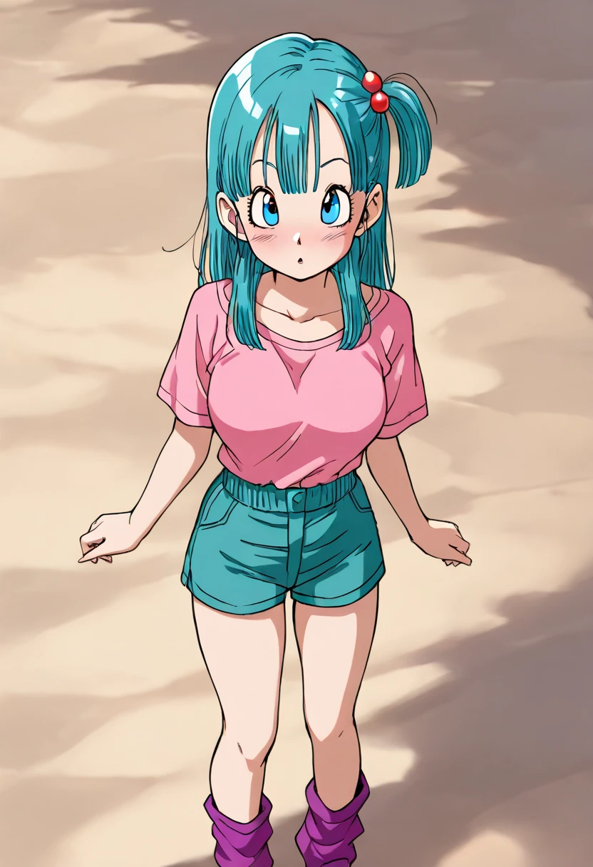Dynamic angle, dynamic pose, sexy pose. Standing girl, young Bulma - SeaArt AI