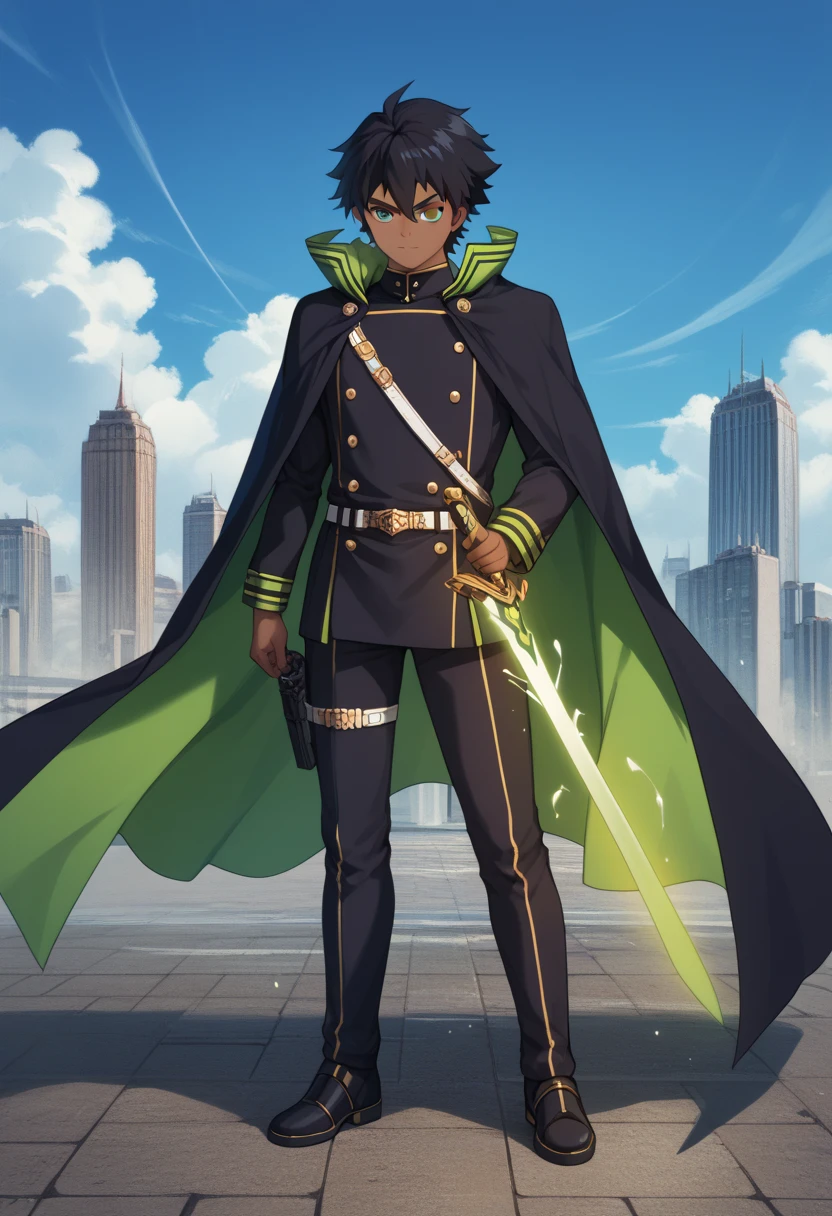 Energy blade haft sword, dark-skinned male , seraph of the ends - SeaArt AI