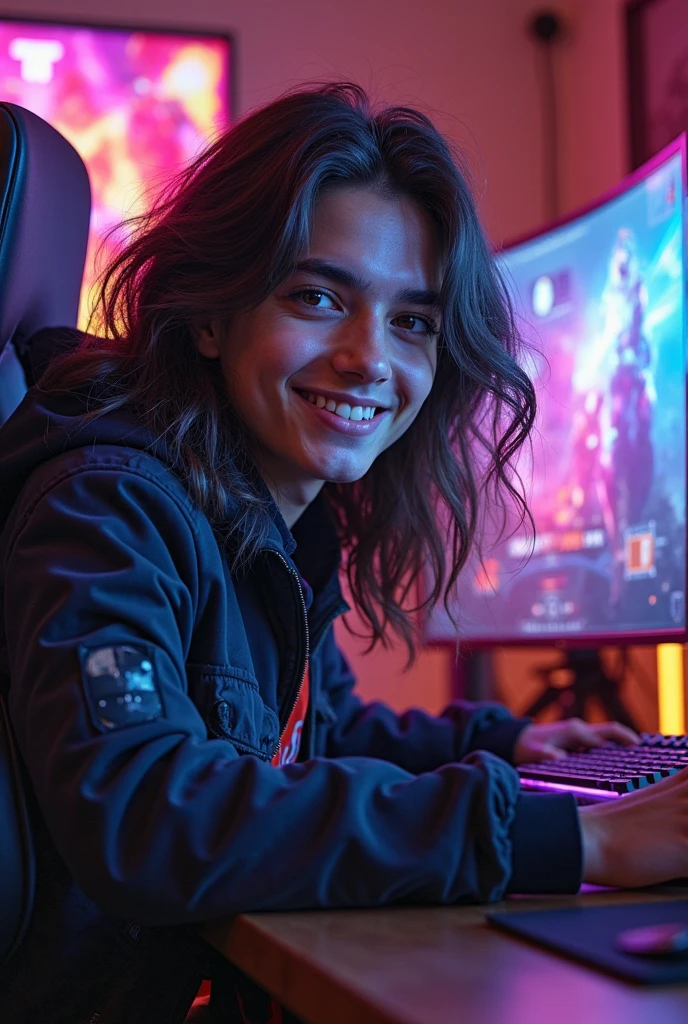 Youtuber gamer Long-haired young man - SeaArt AI