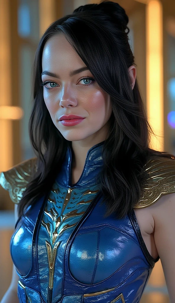 The image shows Emma Stone portrayed as Kitana, The * mortal kombat ...