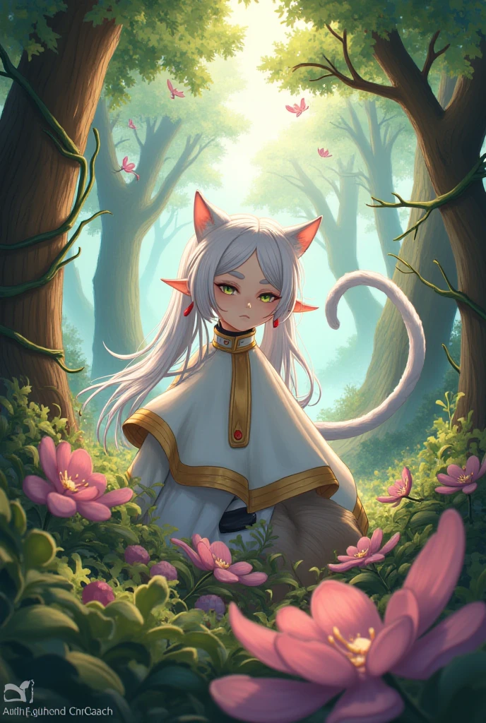 Frieren with cat's ears and tail - SeaArt AI