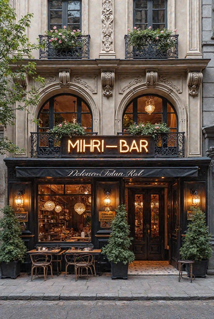 A restaurant visible from the outside named MİHRİ-BAR - SeaArt AI