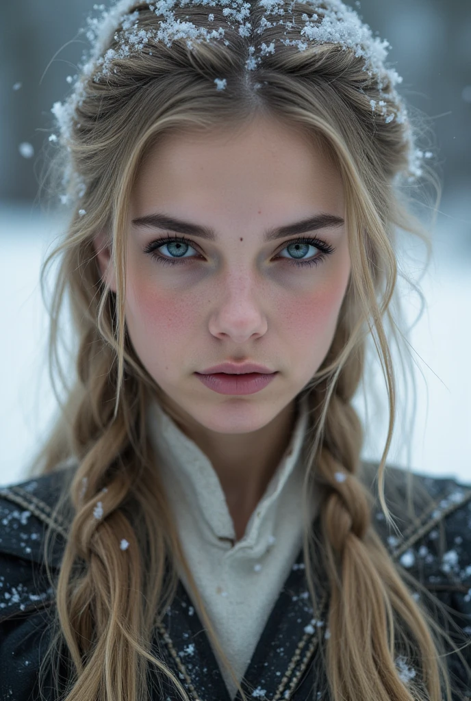Viking warrior girl,braided hair,facing viewer,medieval blouse - SeaArt AI