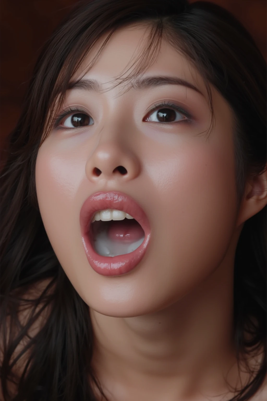 高解像度度の写真,フォトリアル,傑作,高品質,詳細,プロ仕様の照明,一人で,デリケートフェイス,魅惑的な表情,濃厚な白い精液が口いっぱいに溢れ出る - SeaArt AI