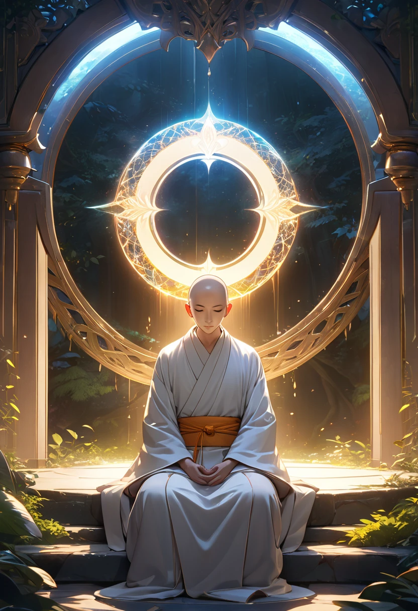 A gentle glowing portal emits a soft serene light opening to a world of ...