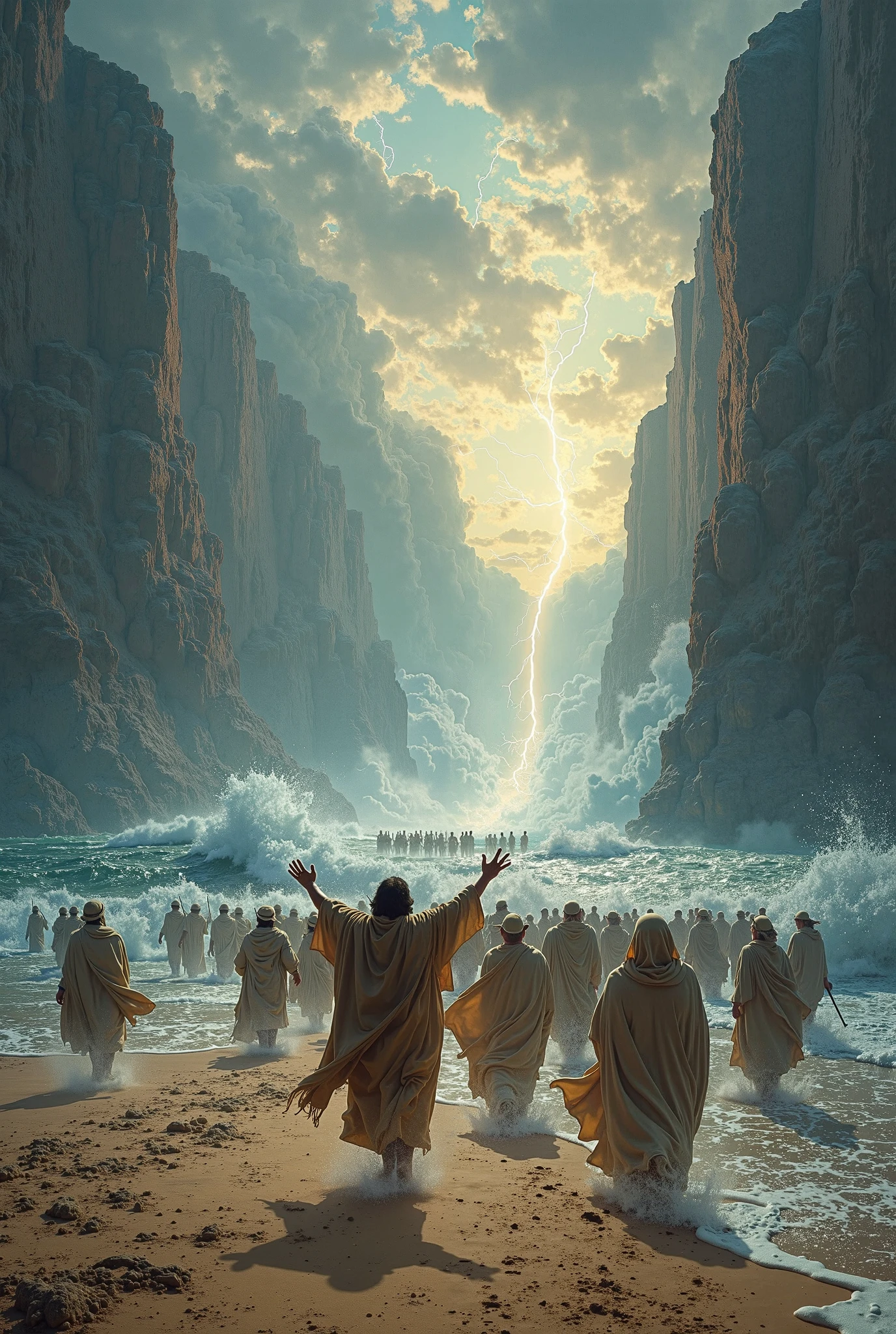 Arafed image of a group of people walking on a beach - SeaArt AI