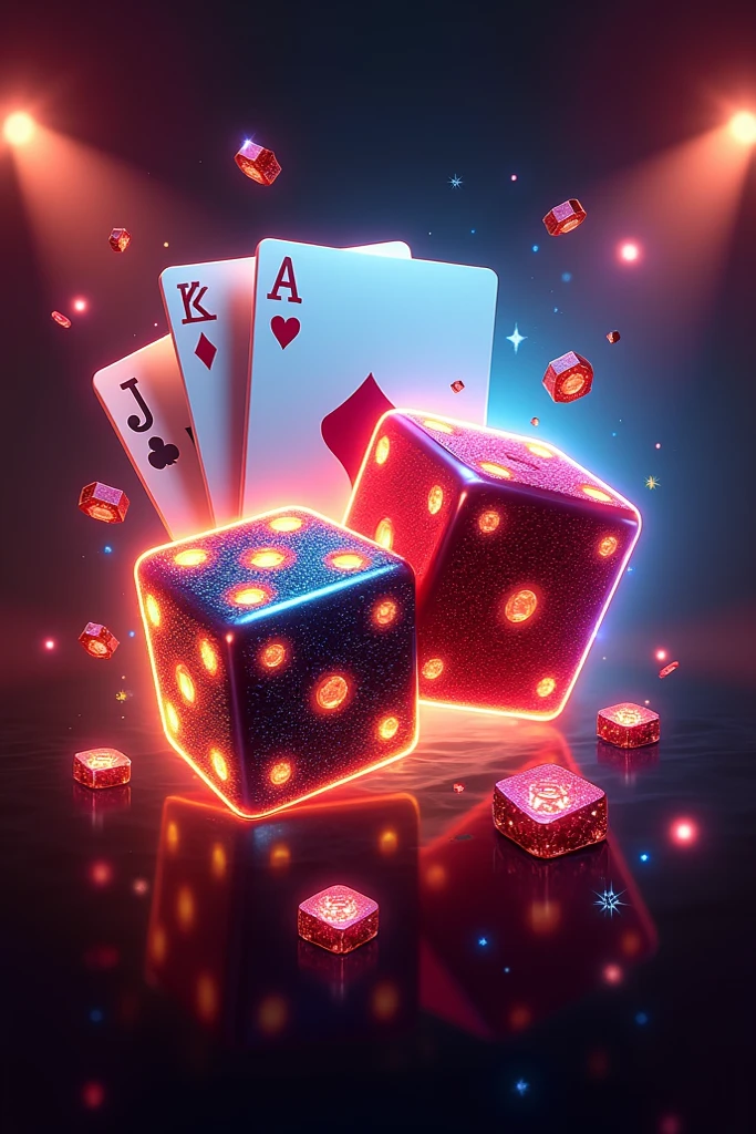 A poster with beautiful colors with diamonds and dice casino cards that ...