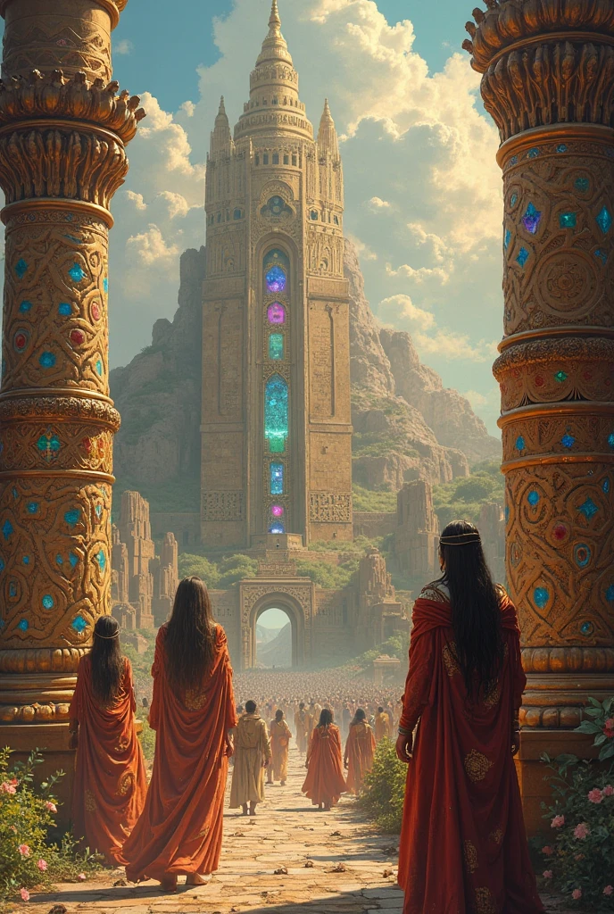 Draw me a civilization that cares about precious stones portray oil ...