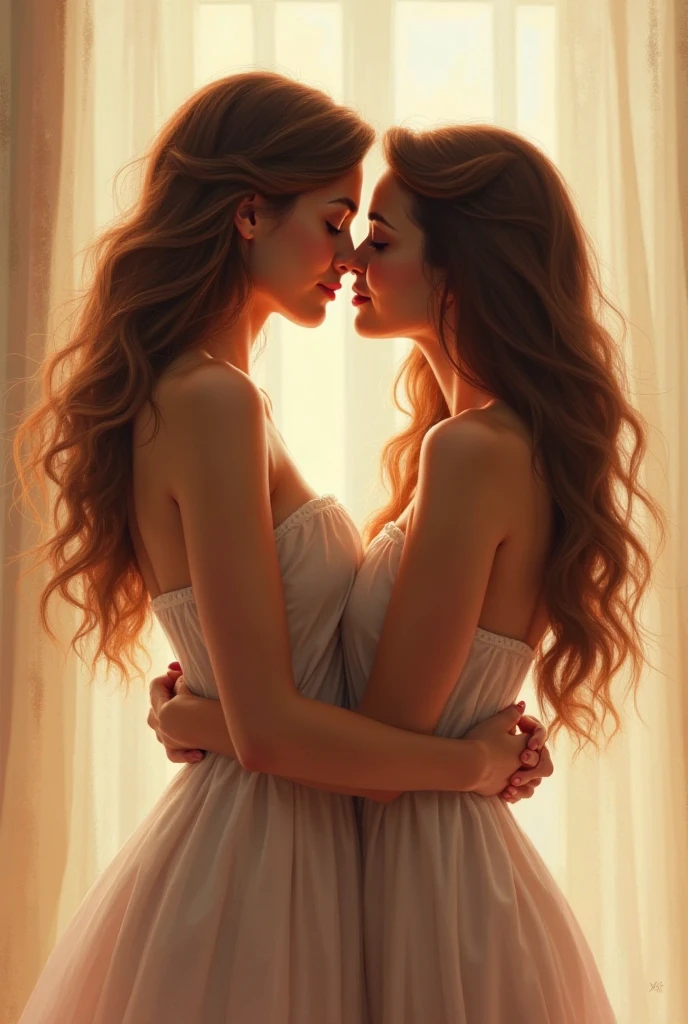 Two women kissing - SeaArt AI
