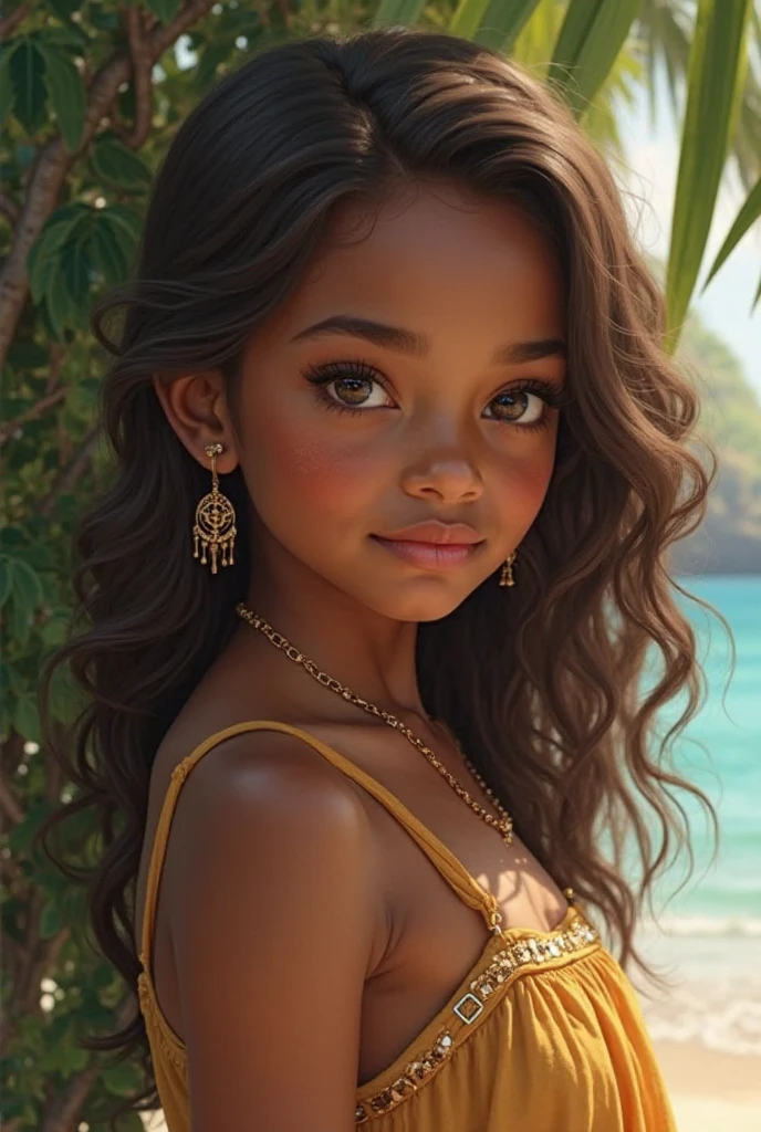 Make a light skin Guyana Haitian Native American girl - SeaArt AI