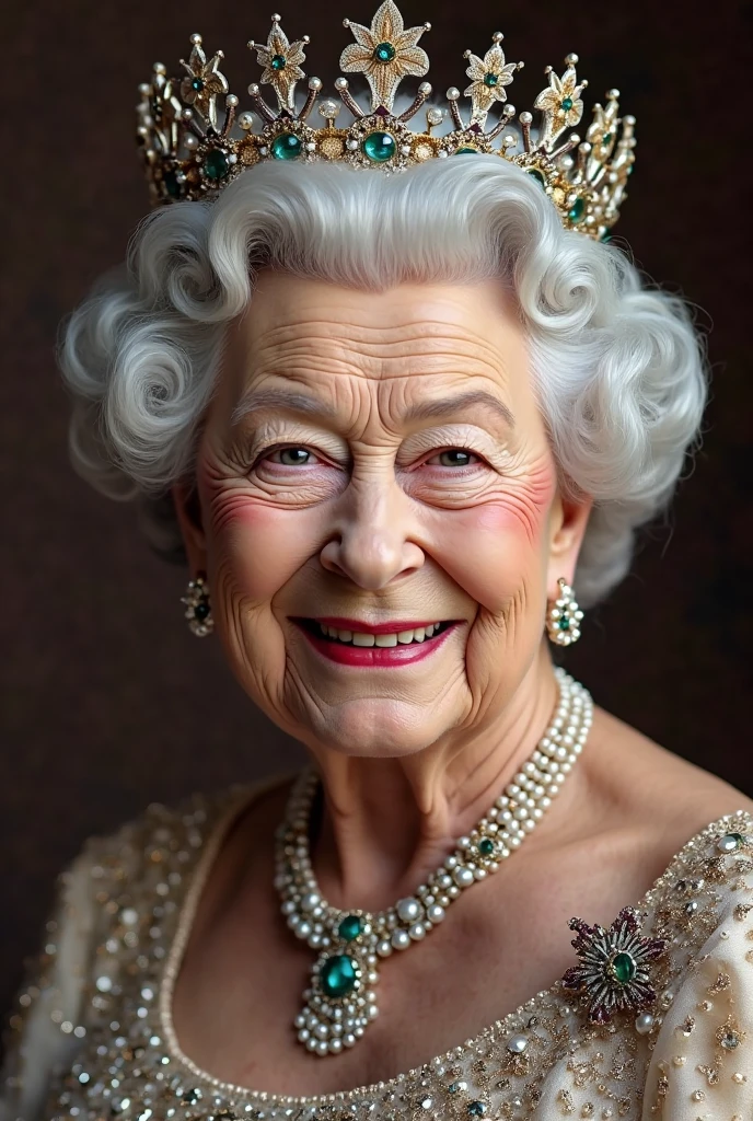 "A hyper-realistic portrait of Queen Elizabeth II in her iconic royal ...