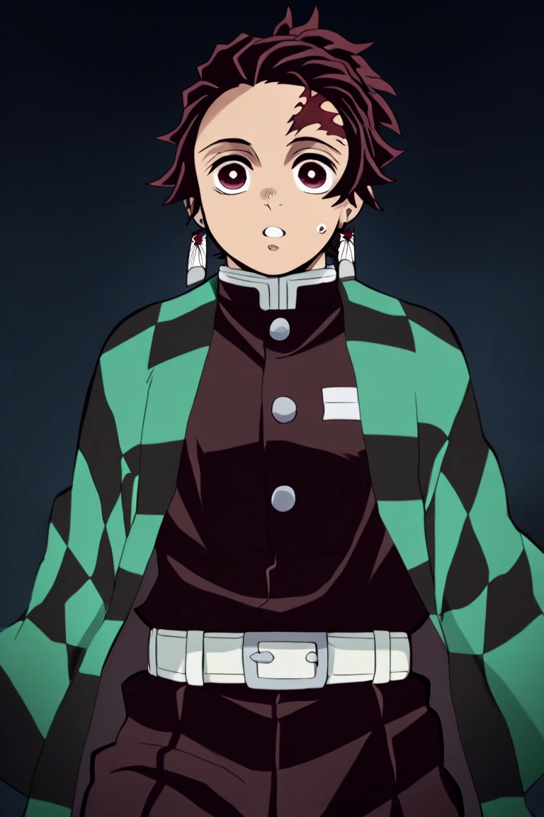 Tanjirou_kamado, red hair, red eyes, short hair, scar, scar on face ...