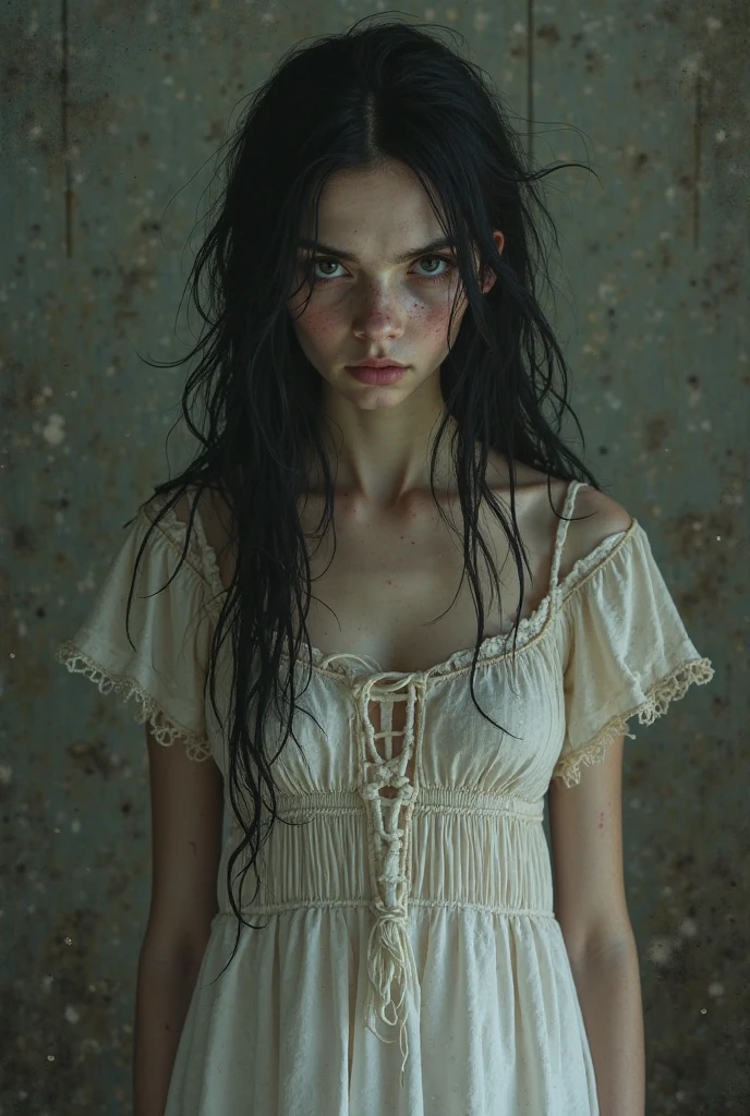 She is described as extremely thin , with long oily hair and a troubled ...