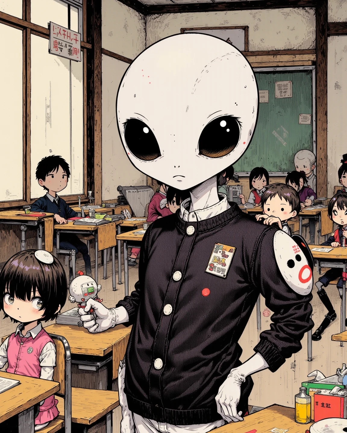 An elementary school student who is a gray type alien transfer student ...