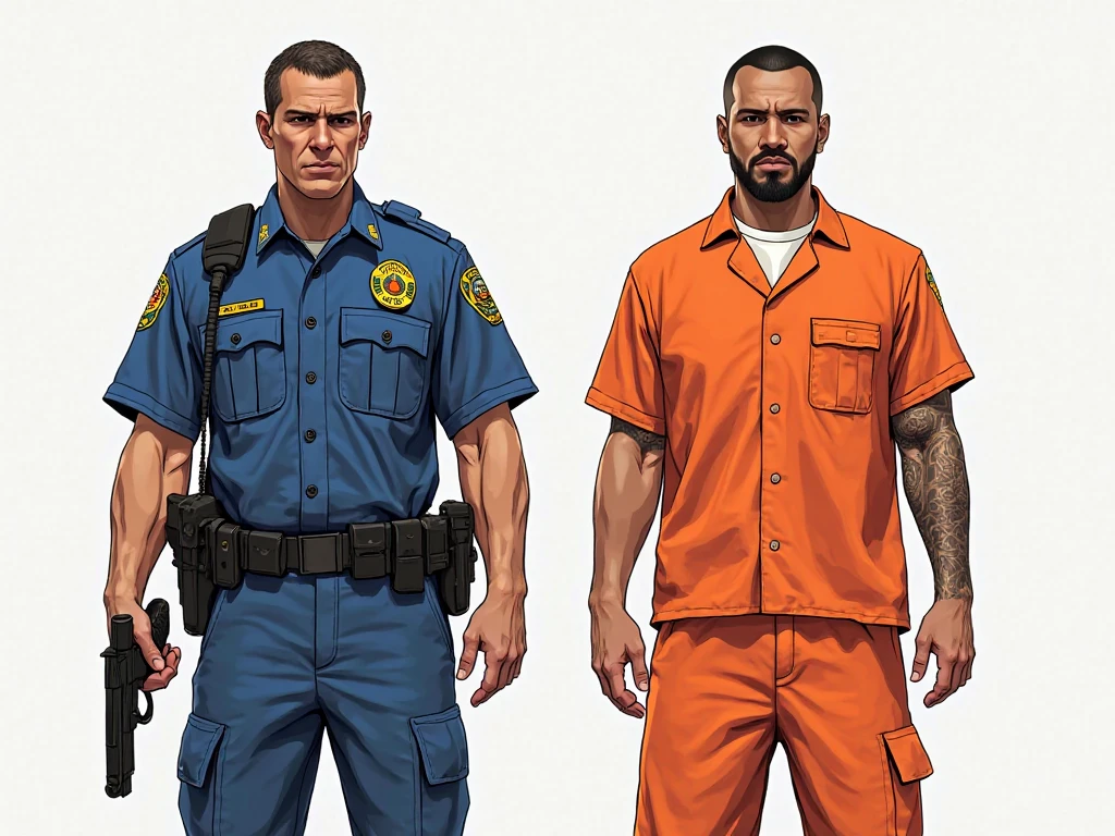 Create an image, with an LSPD police officer in a blue uniform with a ...