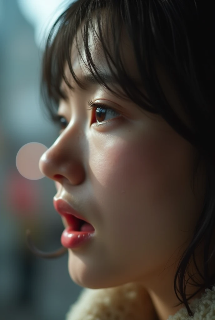 (( only beautiful woman's nose is shown on the screen )) close - SeaArt AI